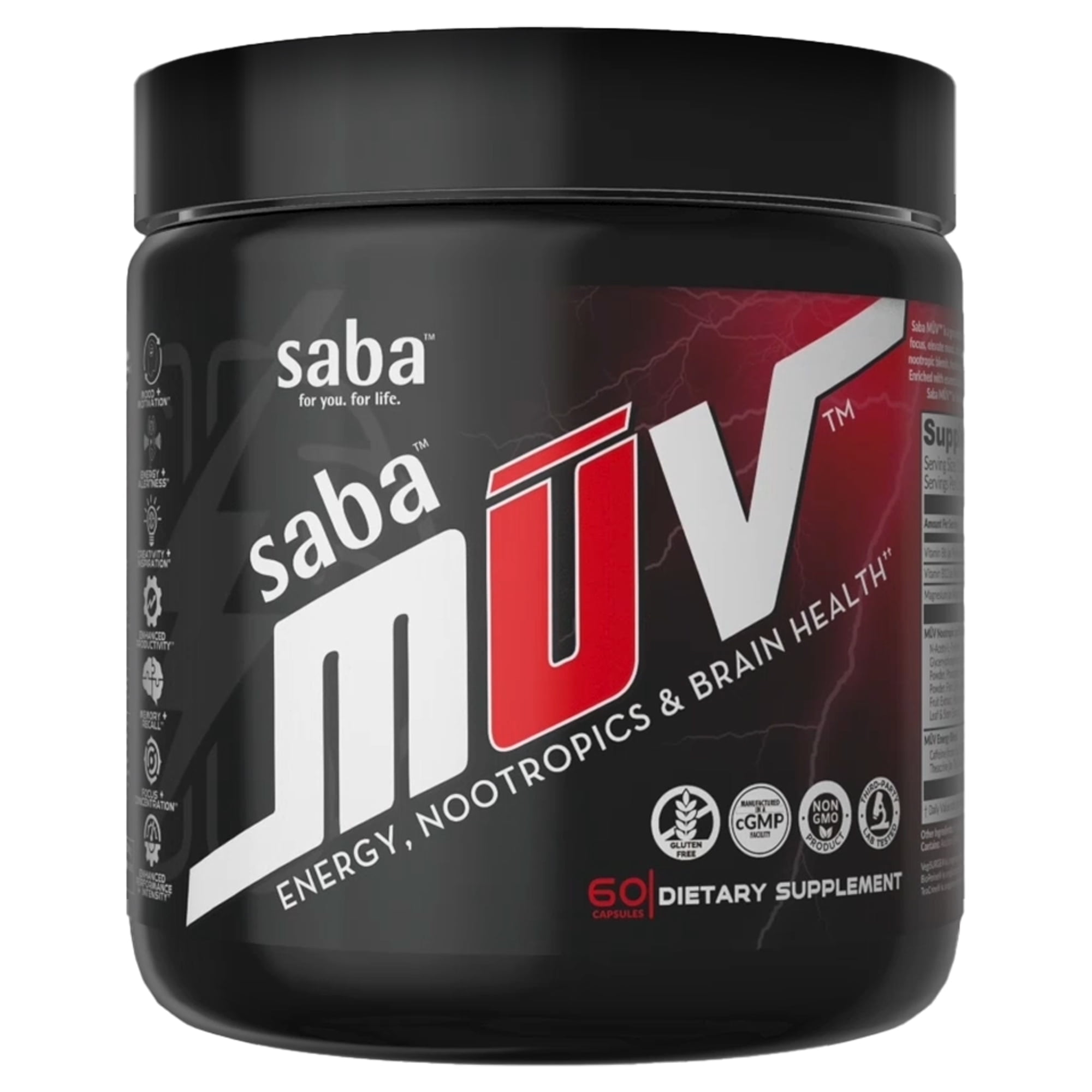 Saba for Life MUV Energy, Nootropics & Brain Health Supplement, 60 ...