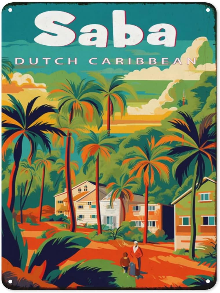 Saba Tin Sign Vintage Metal Tin Sign Travel Scenery Poster Gifts Signs ...