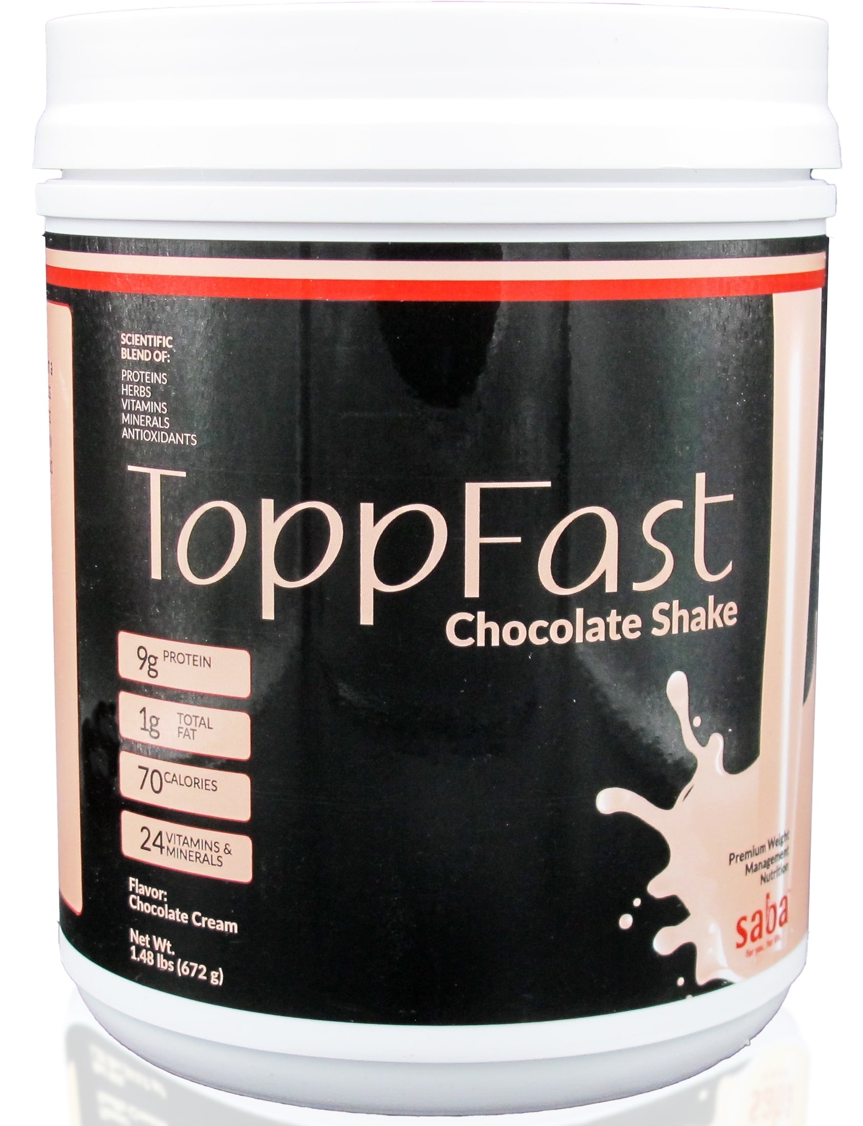 SABA ToppFast Chocolate Nutritional Shake, 30 Servings, 612g, Low Carb ...