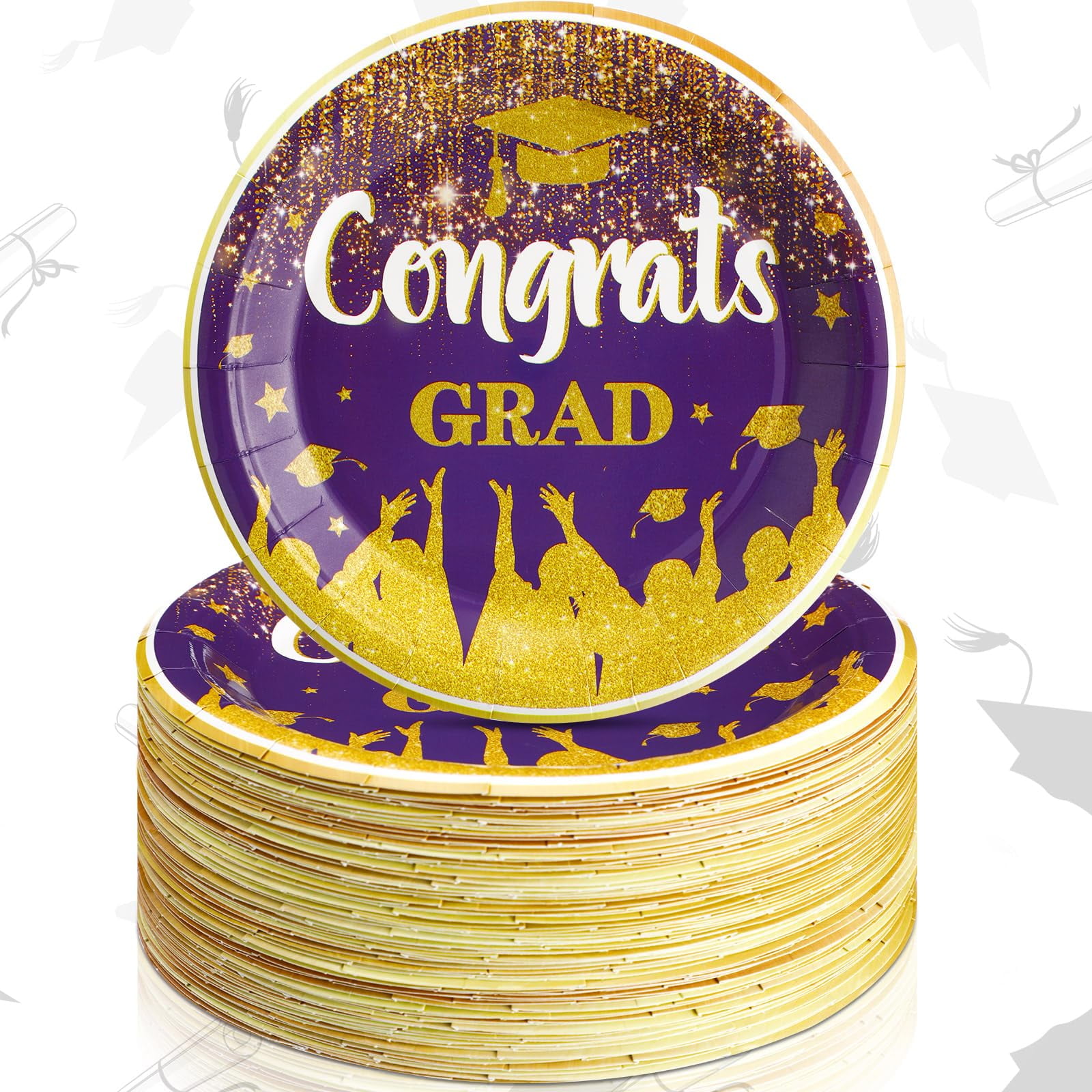 Sabary 100 Pcs Graduation IFF17 Paper Plates 2025 7 Inch Graduation ...