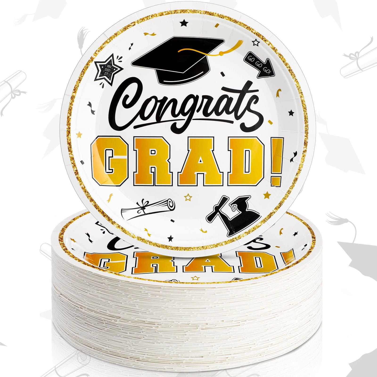 Sabary 100 Pcs Graduation RRF12 Paper Plates 7 Inch Graduation Party ...