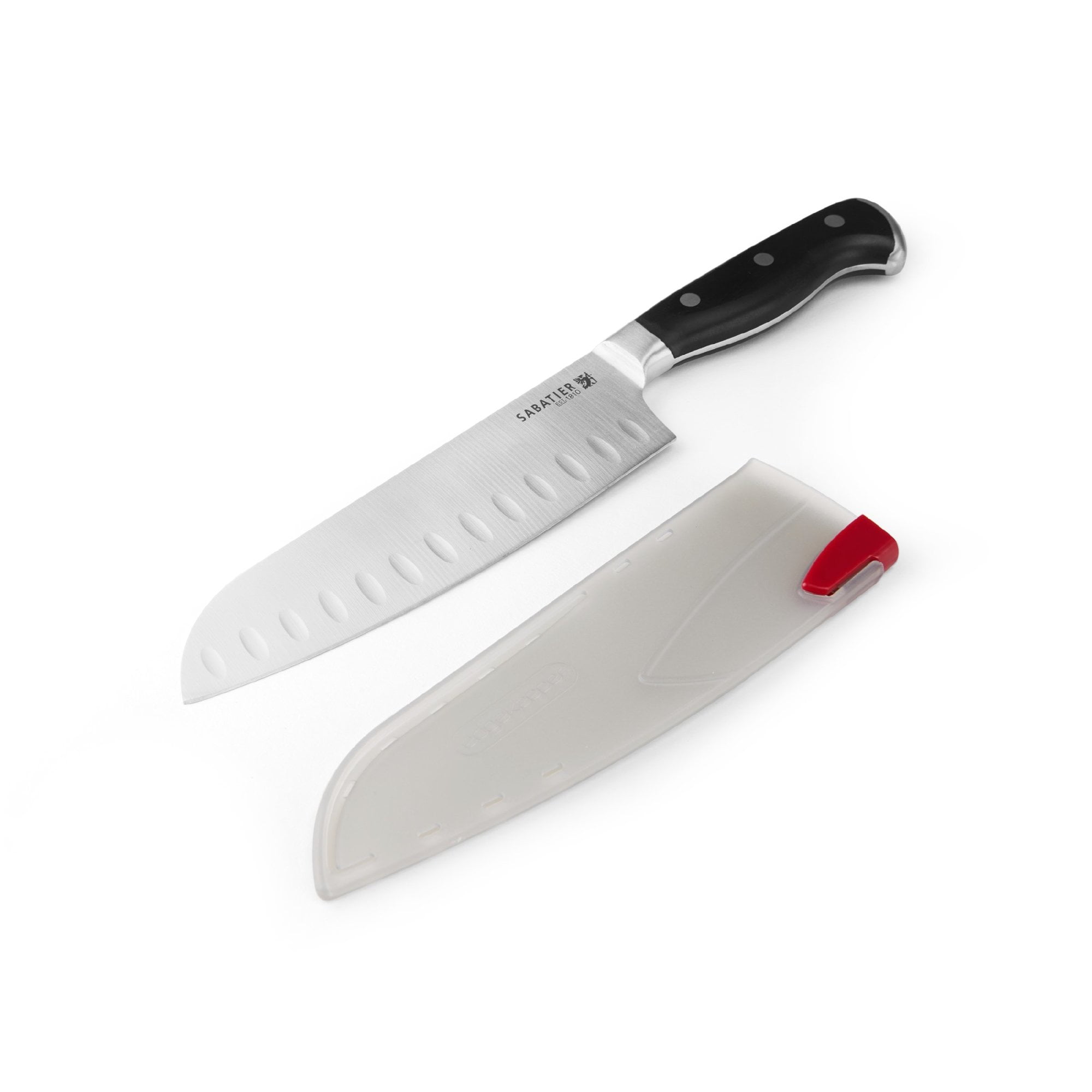 Sabatier Forged Triple-Rivet Santoku Knife with Self-Sharpening Blade ...