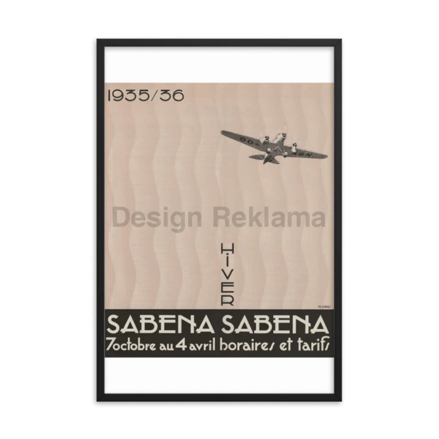 Sabena Airlines Belgium Timetable 1935-36, Framed Vintage Travel Poster ...
