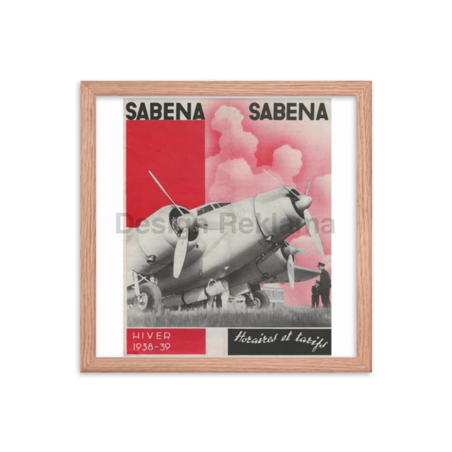 Sabena Belgium Airlines 1938-39 Timetable, Framed Vintage Travel Poster ...
