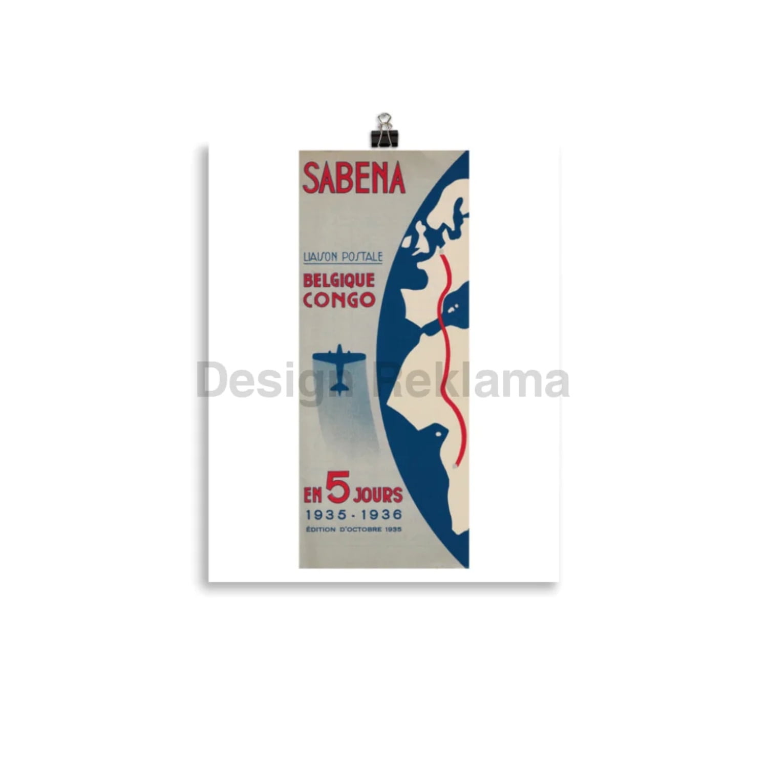 Sabena Belgium Airlines Service to Congo, 1935. Unframed Vintage Travel ...