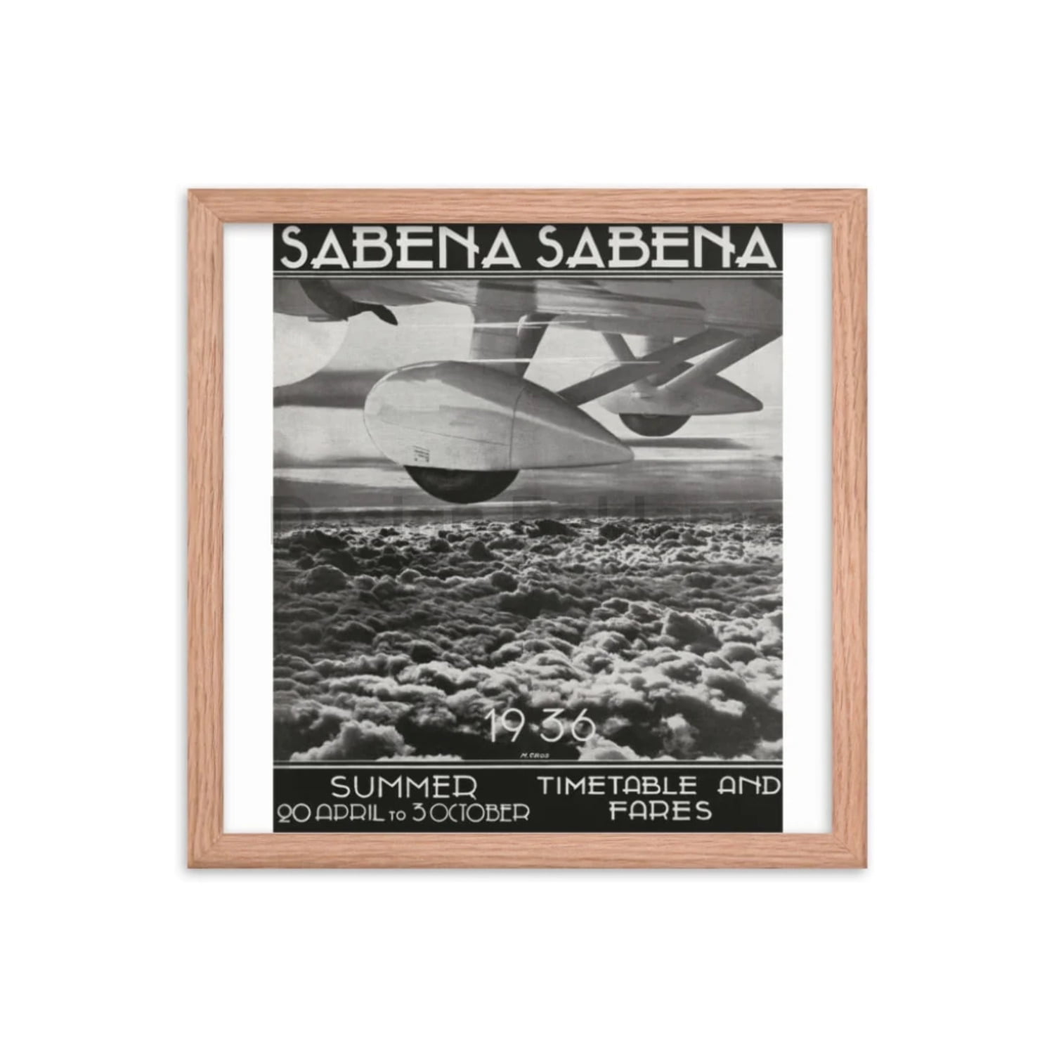 Sabena Belgium Airlines Summer 1936 Timetable, Framed Vintage Travel ...