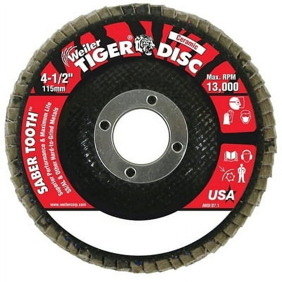 Tiger Paw Super High Density Flap Discs, 4 1/2", 40 Grit, 5/8 Arbor ...