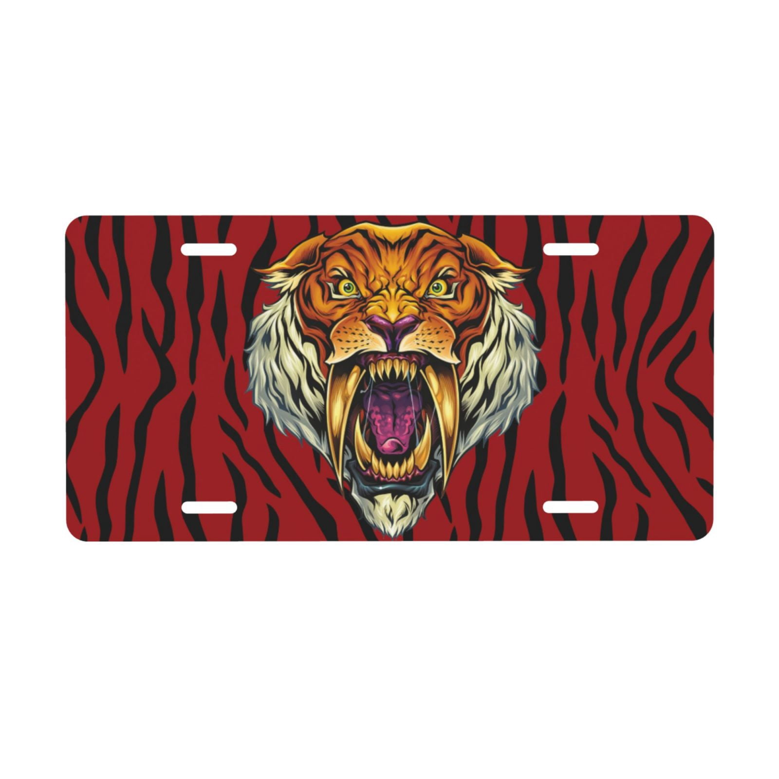 Saber Toothed Tiger Pattern License Plate Front Metal Car Plate 6×12 ...