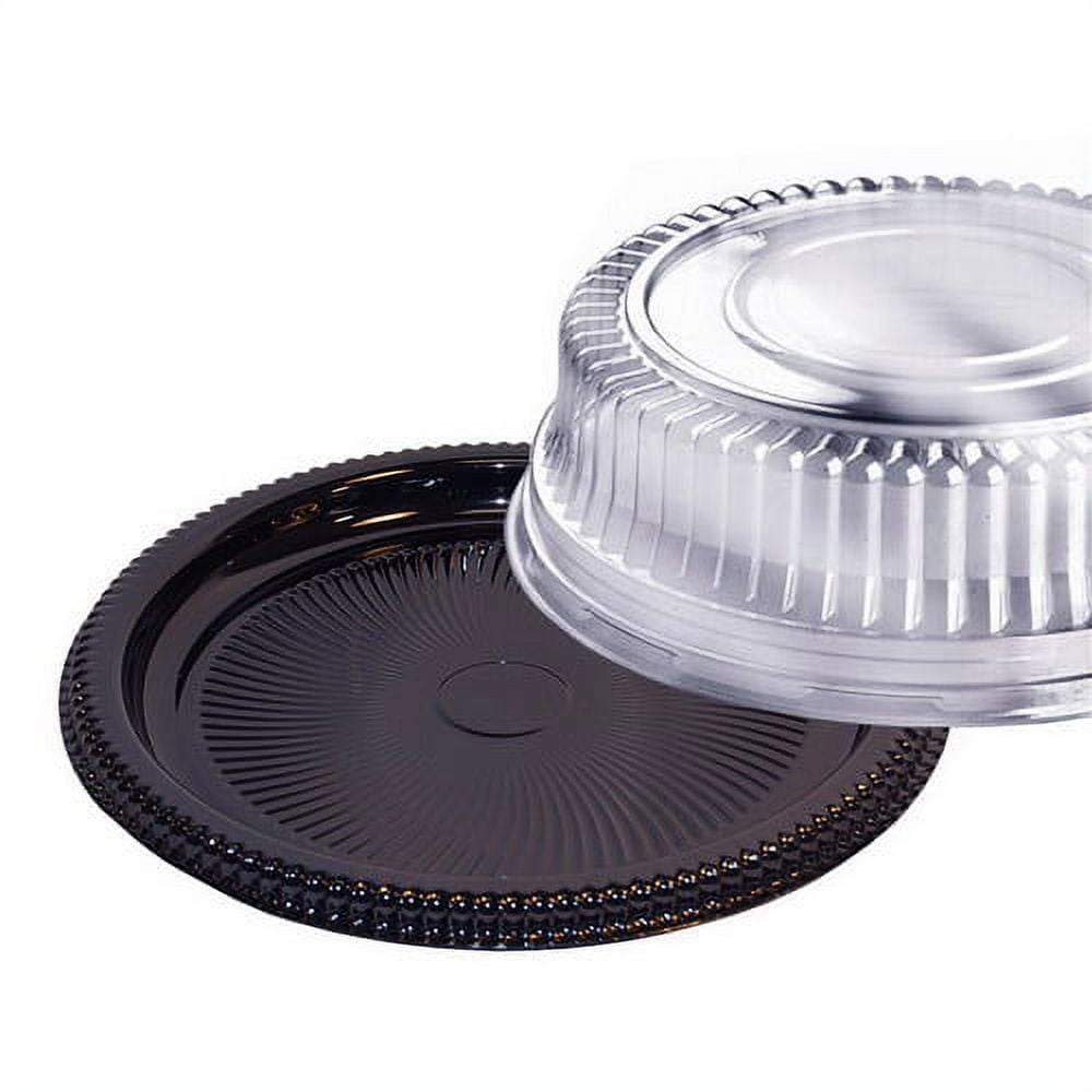 Sabert Nova Plus Thermoformed Round Flat Platter with Dome Lid Black ...