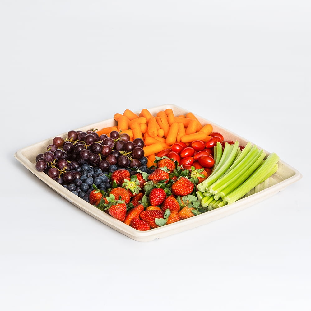 Sabert Terrapac Natural, Eco-Friendly Square Food Platter Tray, 16 x 16 ...