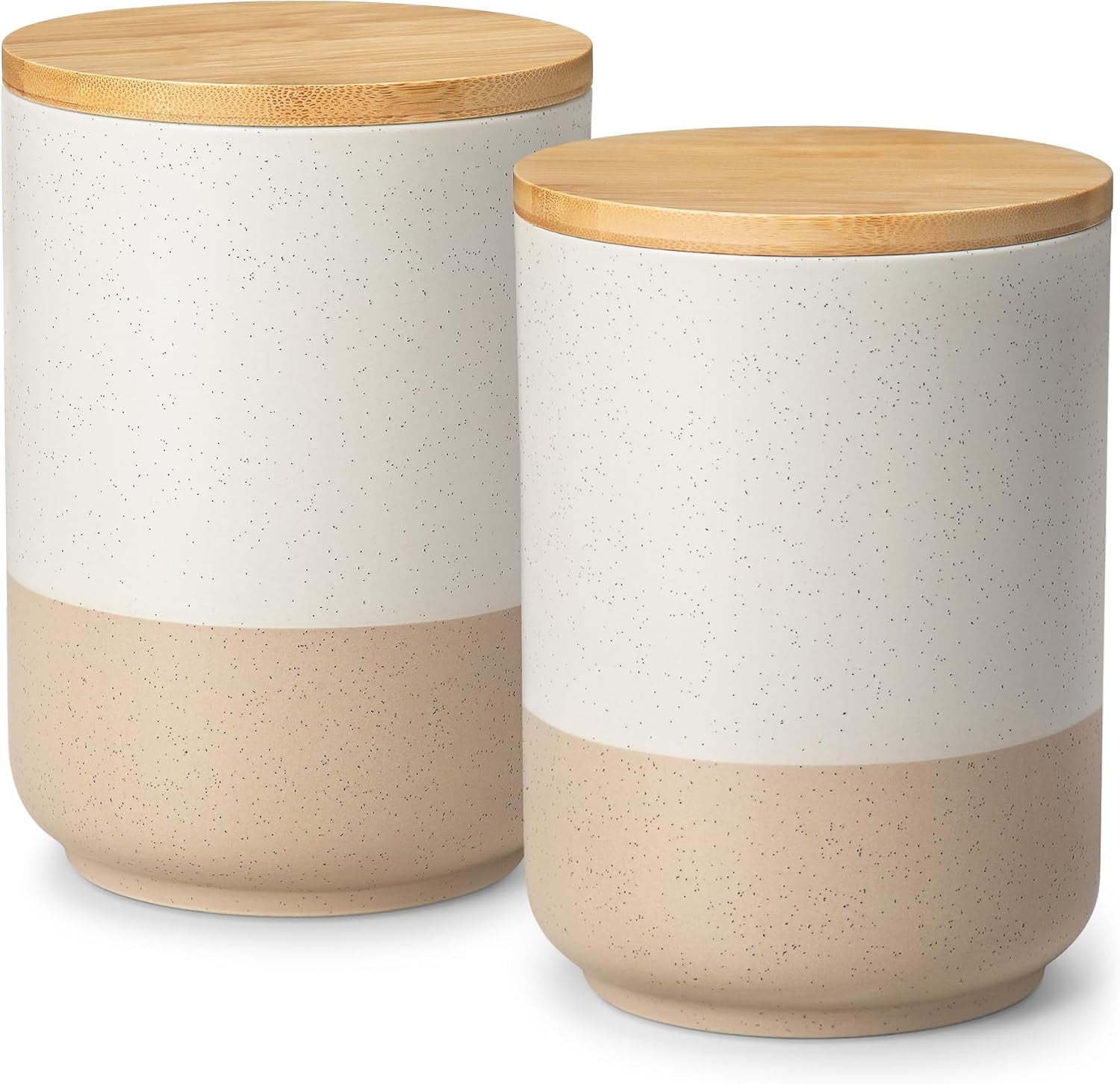 Sabine Ceramic Canister Set with Airtight Wood Lids - 3-Piece Kitchen ...