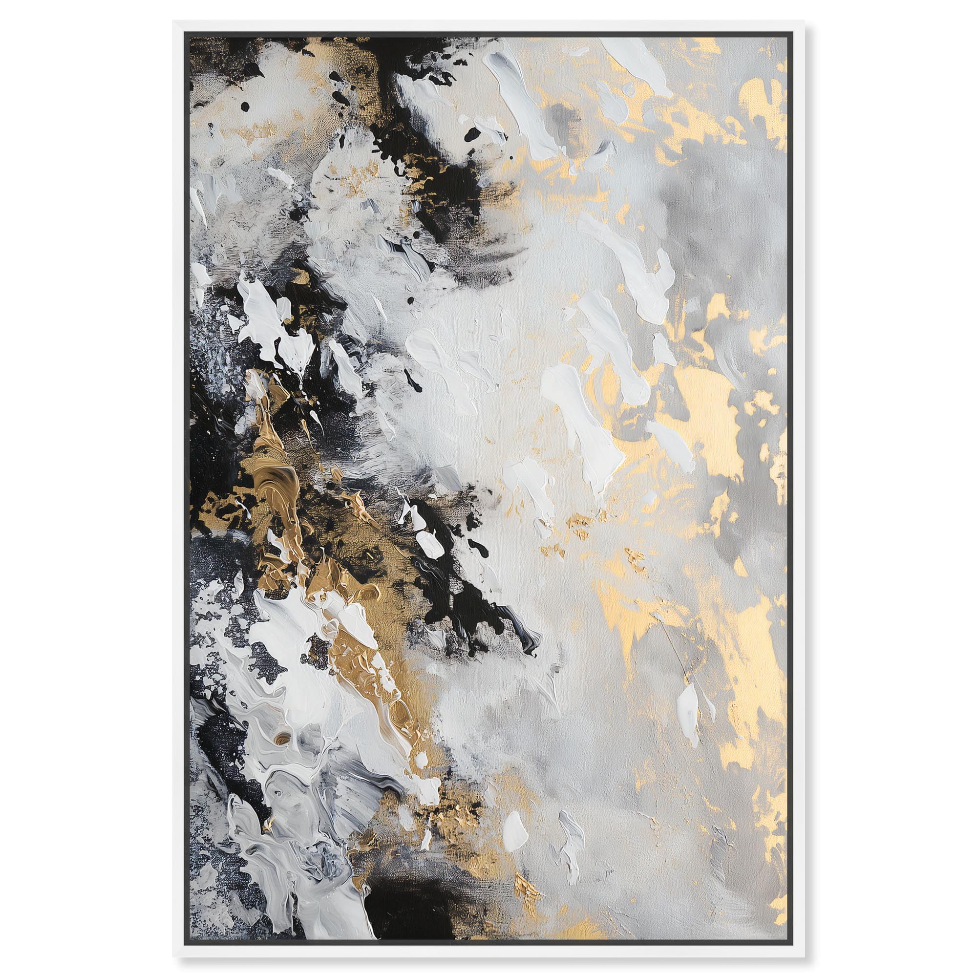 Sable Glint Canvas Black Paint Abstract by Art Remedy, White Frame, 20 ...