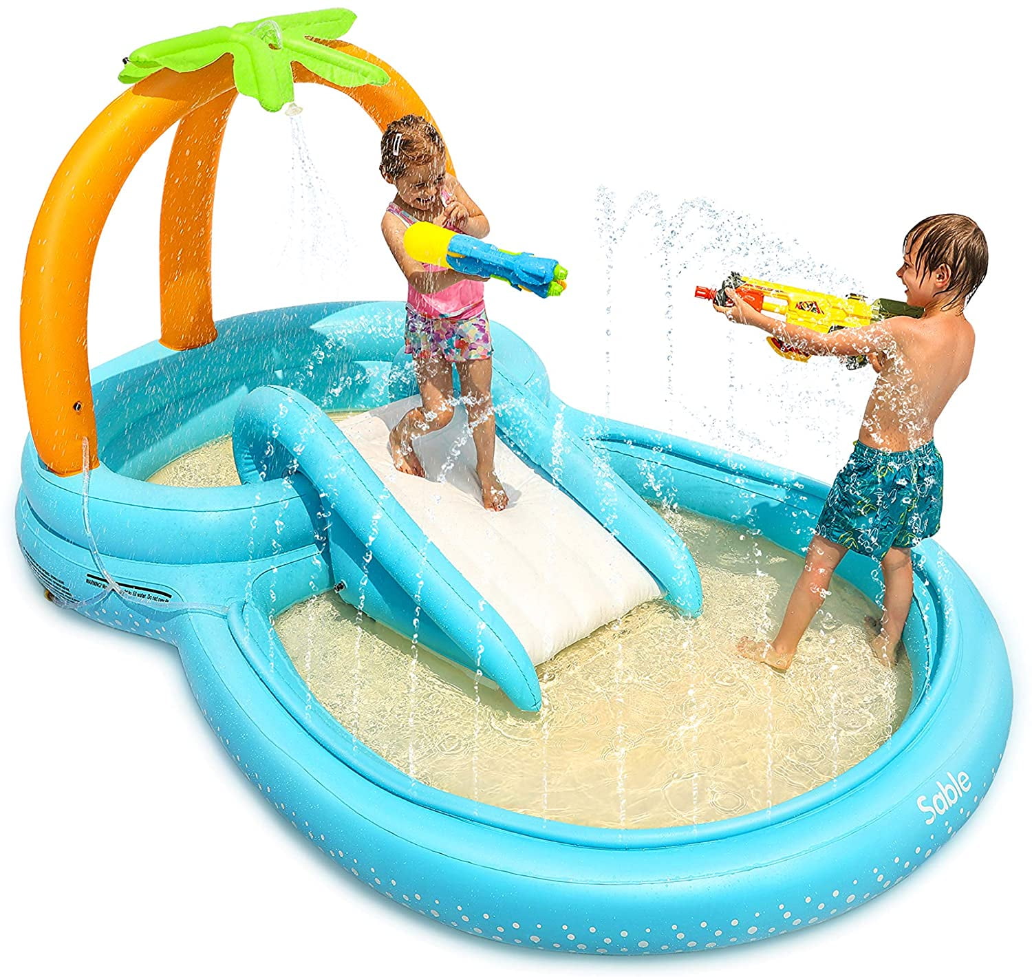 Sable Inflatable Wading Pool Play Center Outdoor Playsets with Slide ...