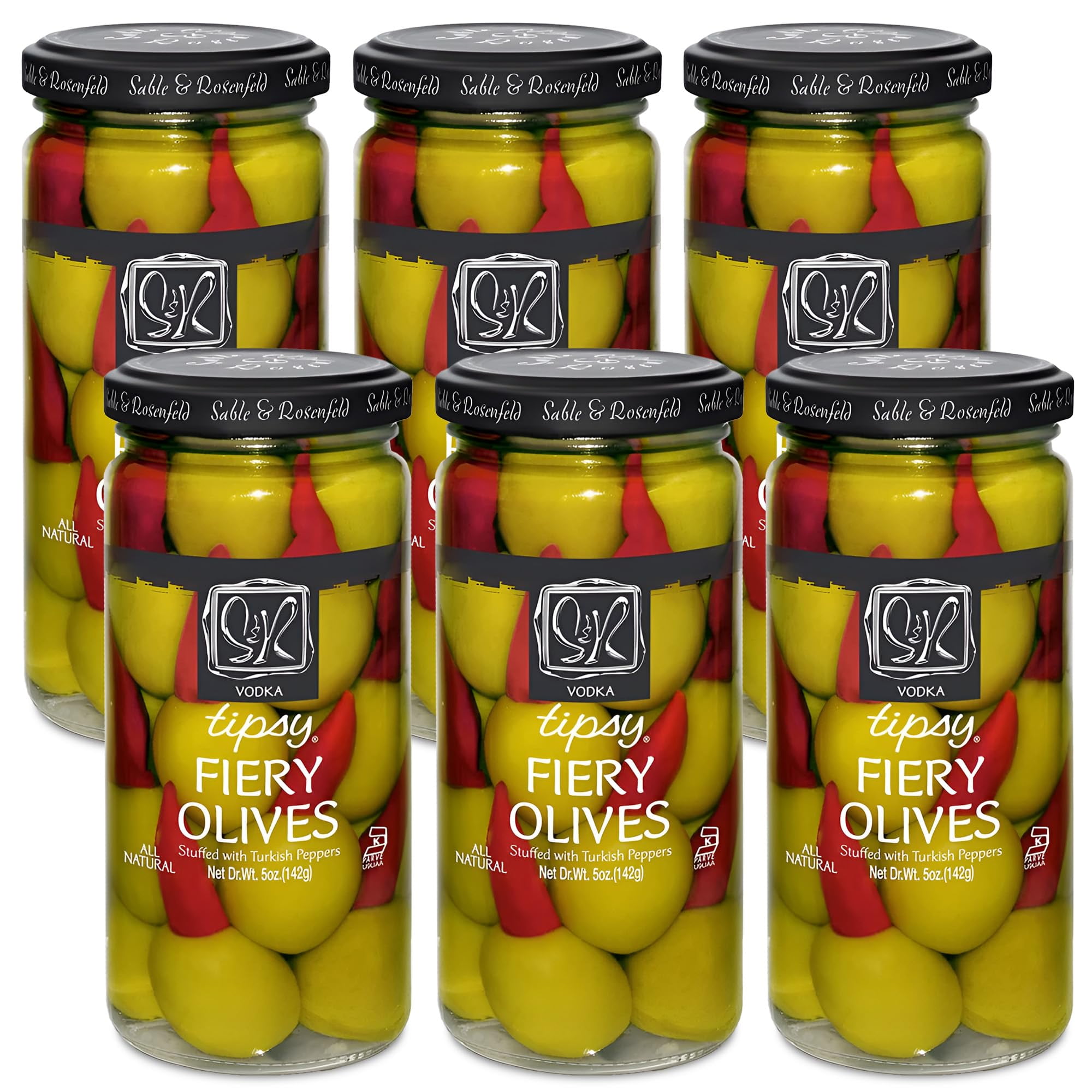 Sable & Rosenfeld Tipsy Fiery Olives - Green Olives Stuffed with ...
