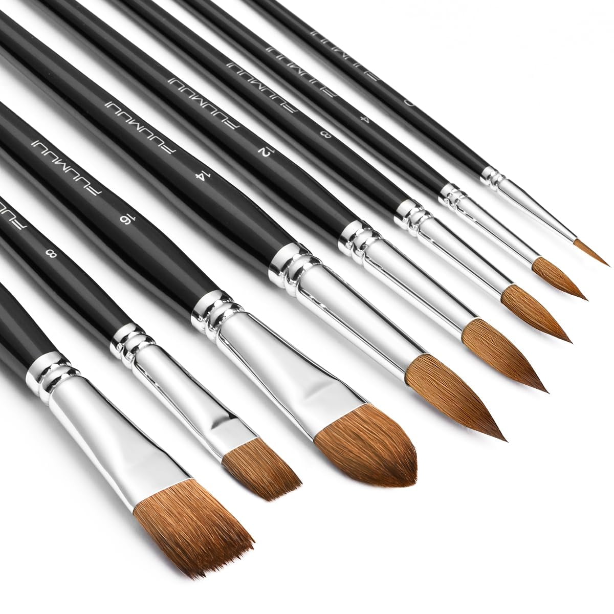 Sable Watercolor Brushes Professional, Fuumuui 8Pcs Kolinsky Sable Set ...