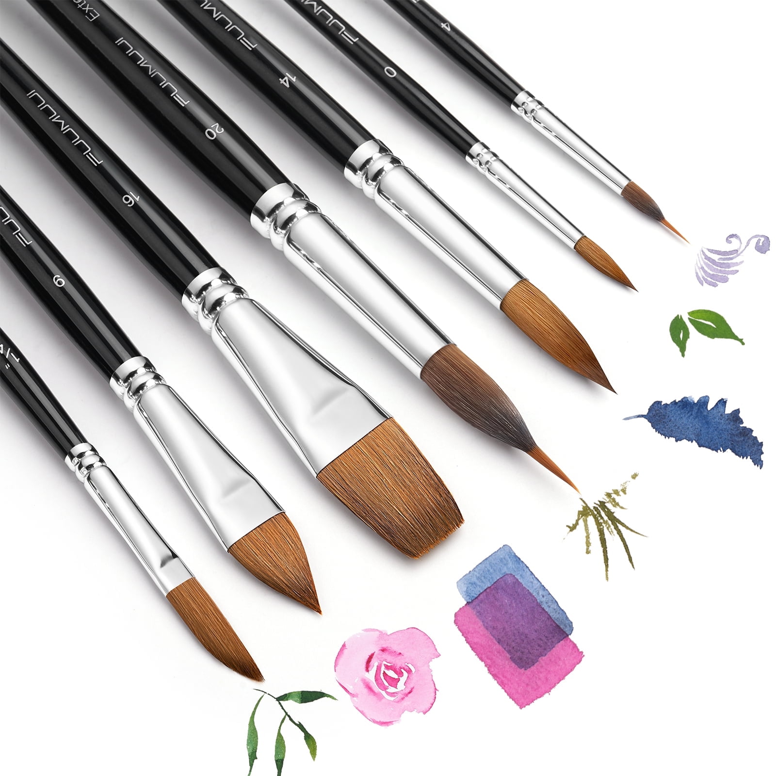 Sable Watercolor Brushes Set-7pcs Professional Sable Hair Watercolor ...