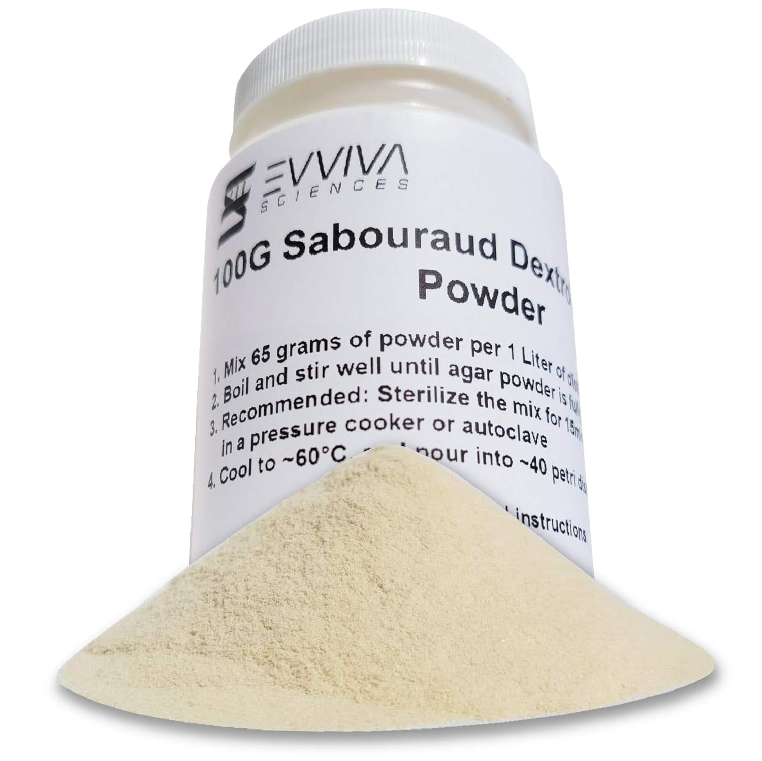 Sabouraud Dextrose Agar Powder 100grams - Evviva Sciences - Make Up to 75 Agar Petri Dishes ...