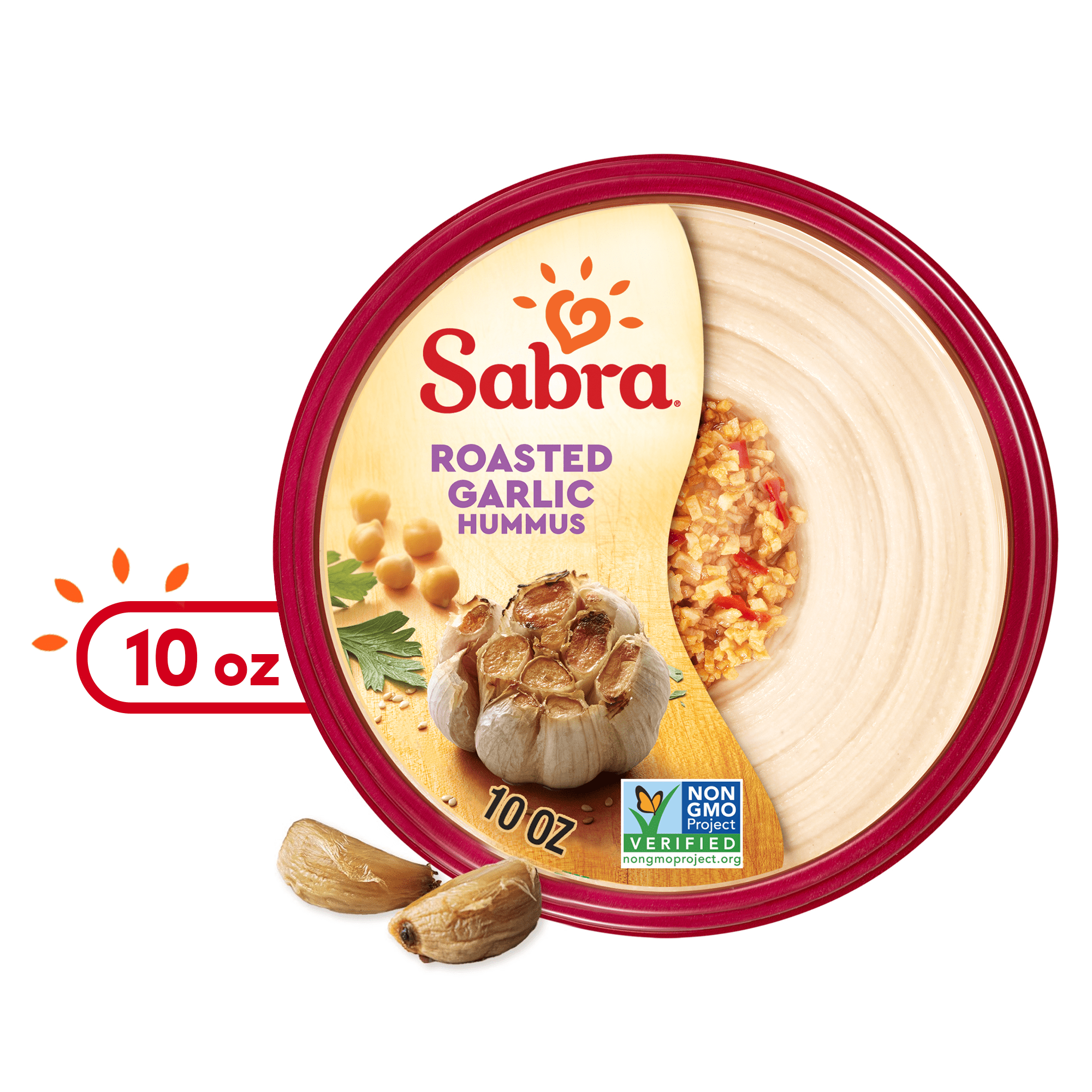 Sabra Roasted Garlic Hummus, Fresh, 10 oz Plastic Tub, Gluten-Free ... Sabra Roasted Garlic Hummus, Fresh, 10 oz Plastic Tub, Gluten-Free ...