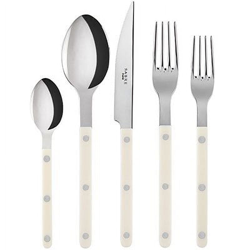 Sabre Paris Modern Silverware Bistrot Ivory 5-Piece Stainless Steel ...