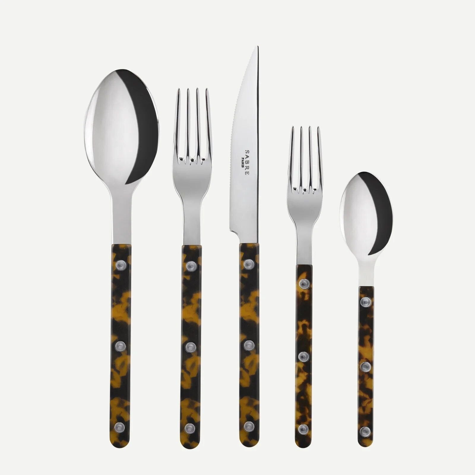 Sabre Paris Bistrot Shiny Tortoise Flatware Set, Stainless Steel 5 ...