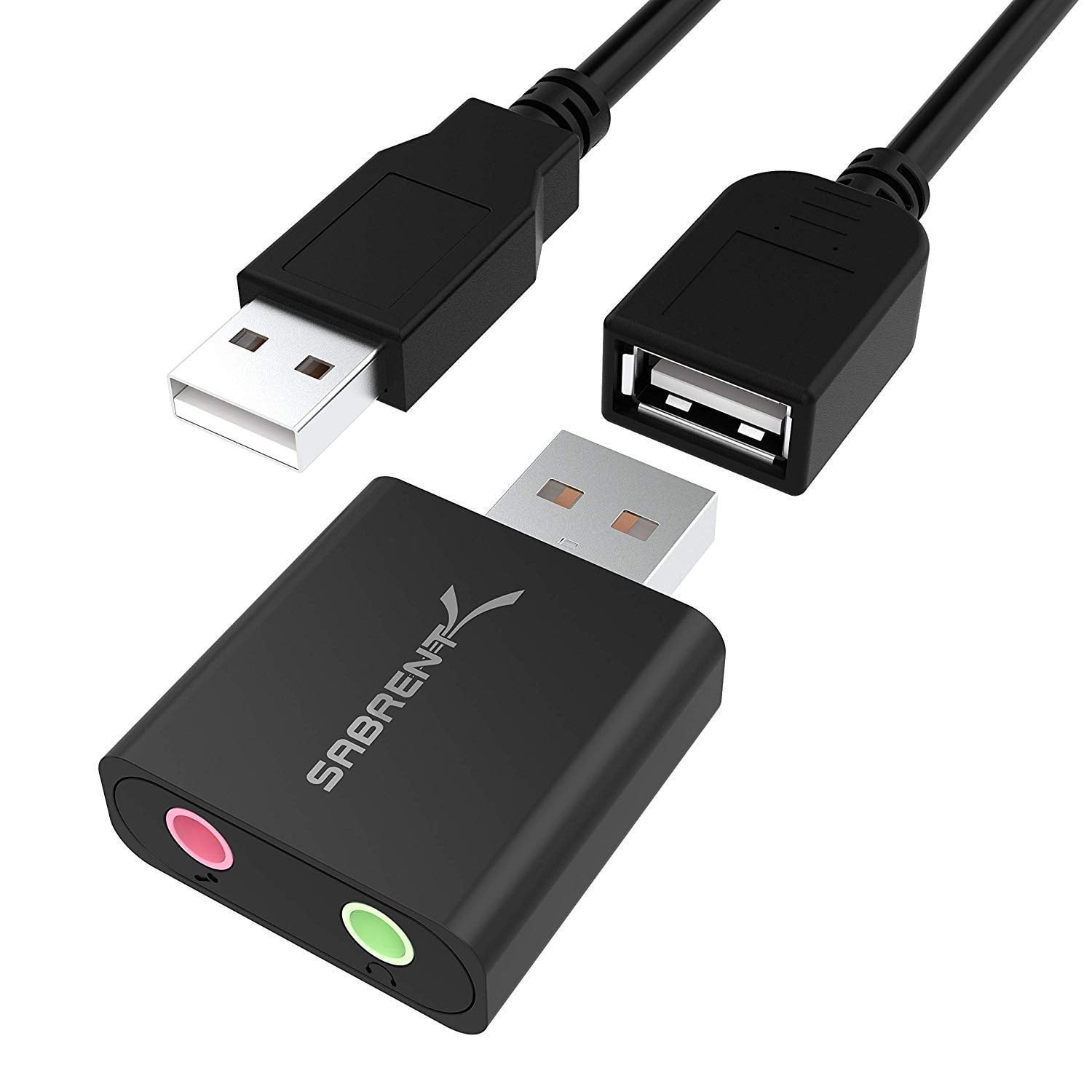 Sabrent AU-EMCB External 2 Channel Sound Card Plug and Play with 2ft ...