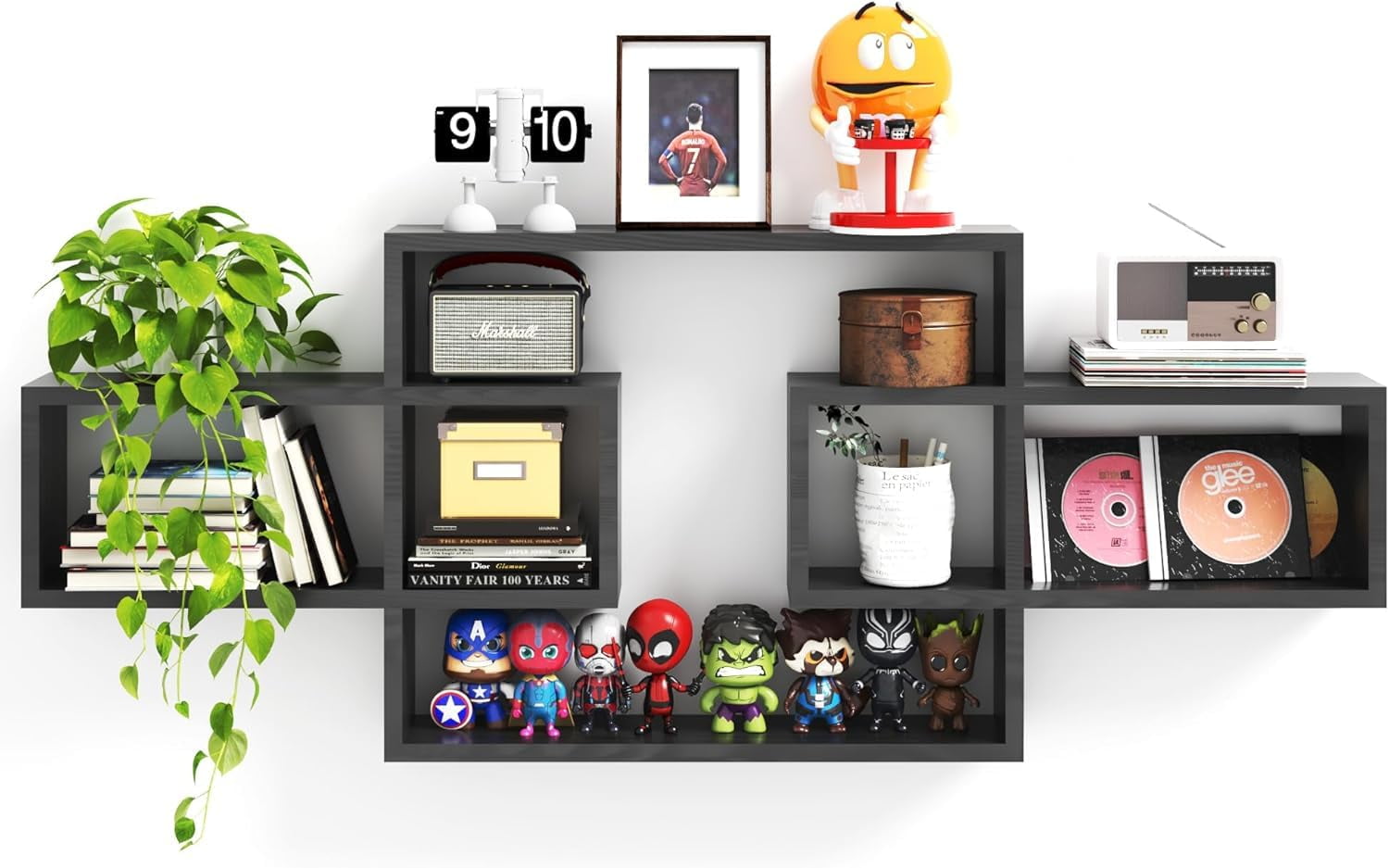 Sabri shopee Wooden Wall Shelves for Living Room Bedroom Wall Mounted Rectangle Bookcase ...