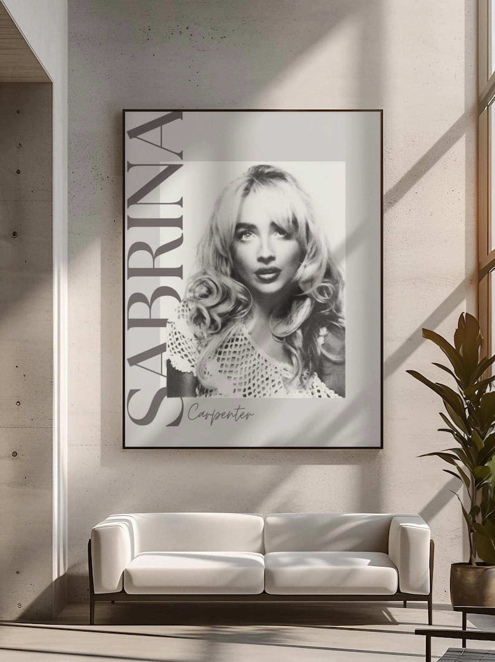 Sabrina Carpenter Black and White Portrait Poster, Modern Pop Singer ...
