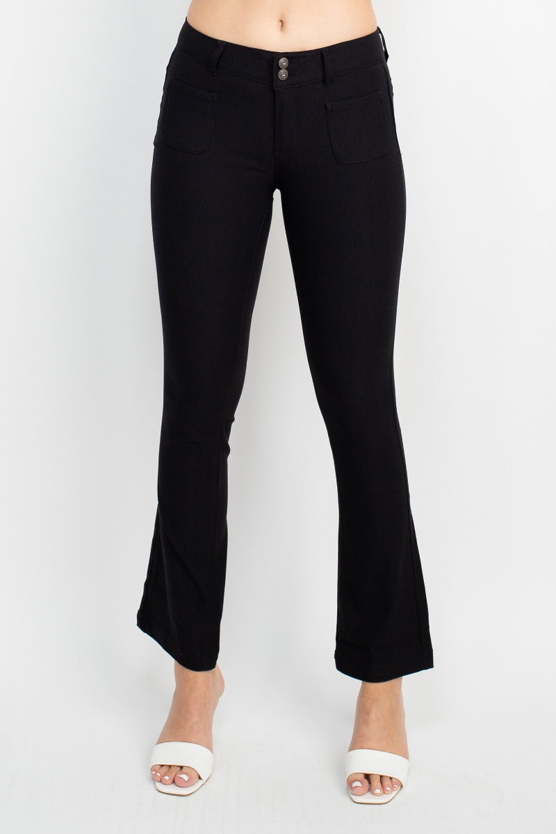 Sabrina Lauran NY Mid Waist Button Zipper Closure Belt Hoop Solid ...