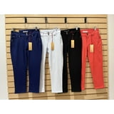 Sabrina Lauren 5 pocket front zipper belt loop Capri , Blue , 6 ...