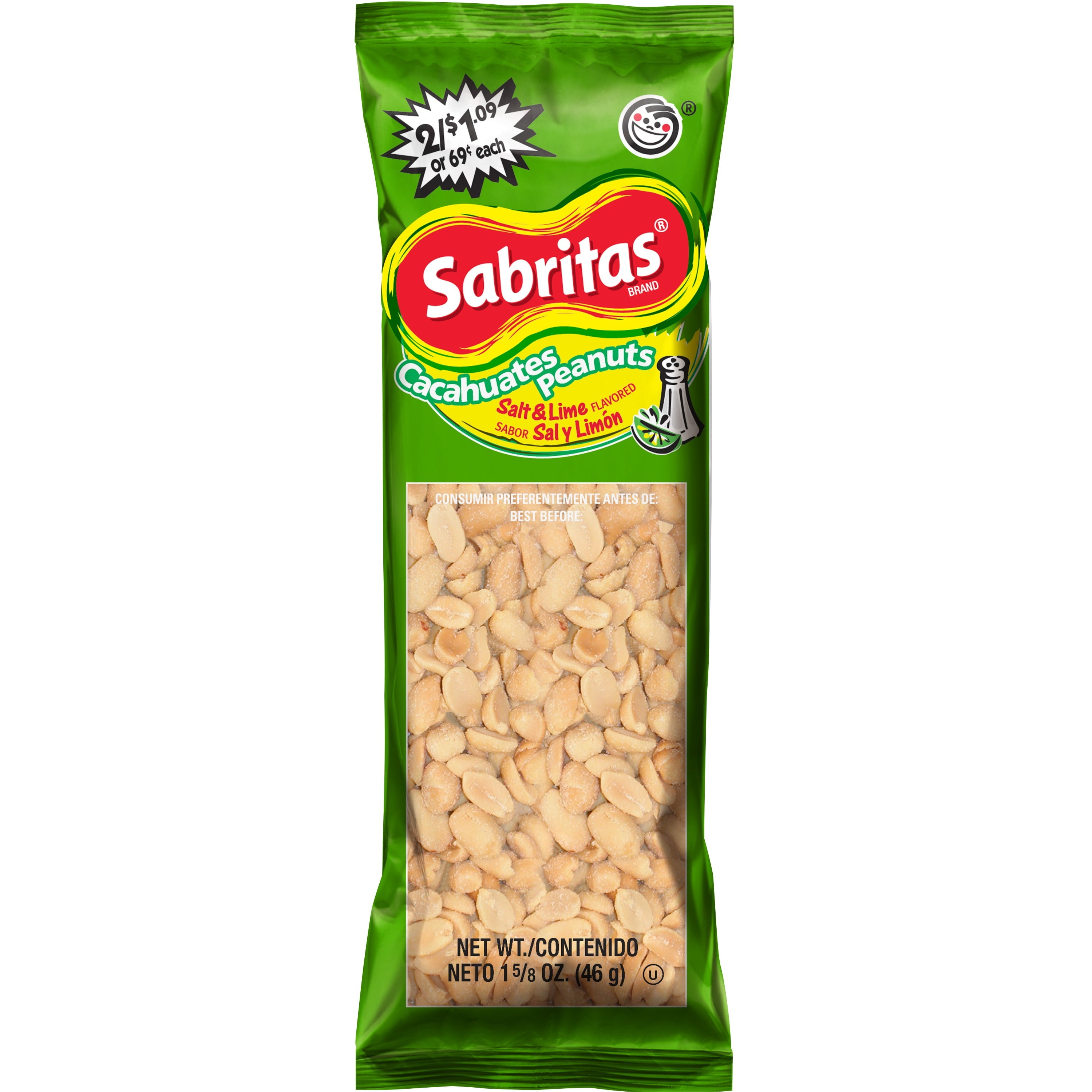 Sabritas Cacahuates Salt & Lime Peanuts, 1.625 oz Bag - Walmart.com