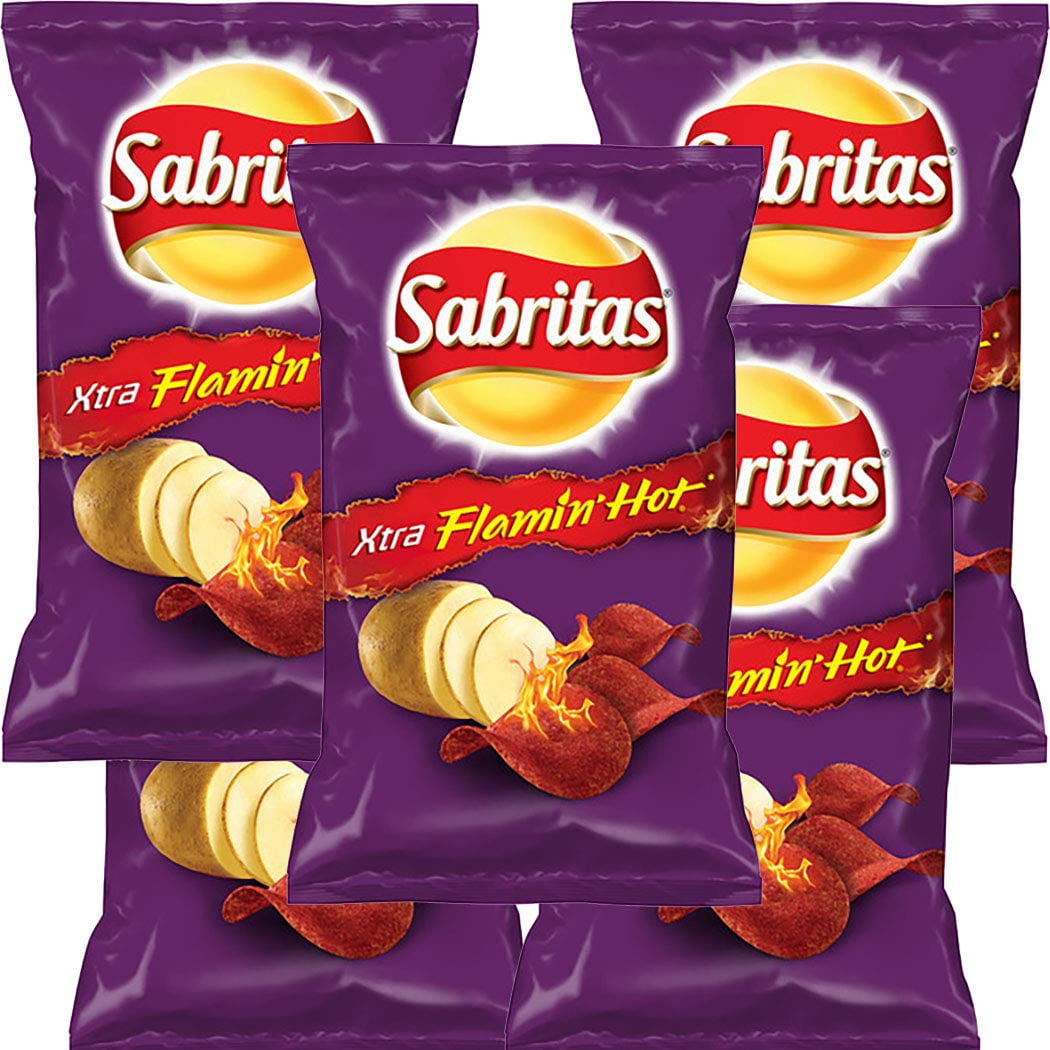Sabritas Extra Flamin Hot Chips, 5 Pack, Spicy Hot Potato Chips ...