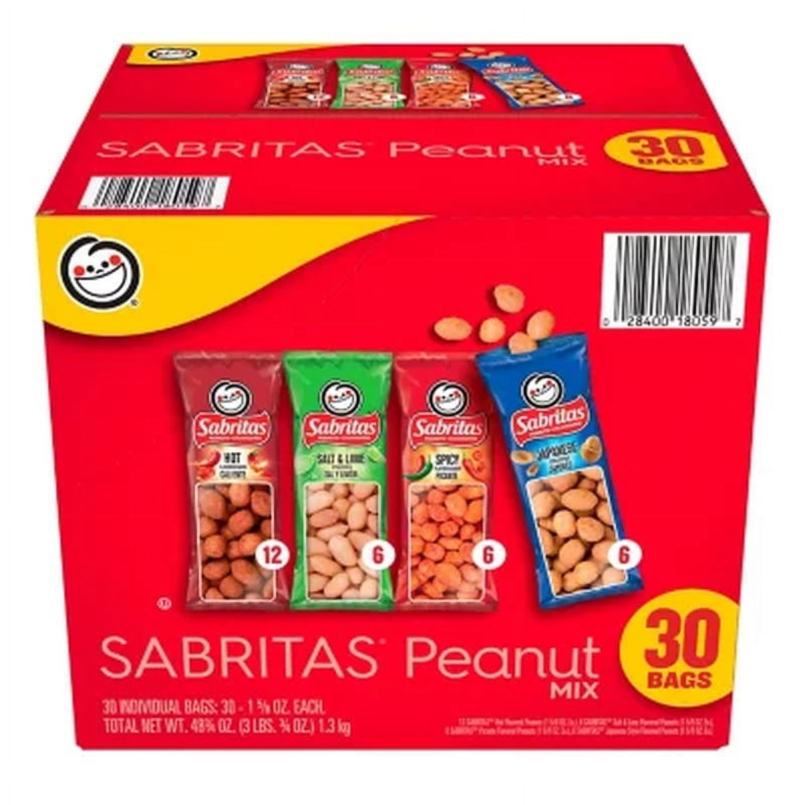 Sabritas Peanuts Variety Pack, 30 Individual Packs, Flamin' Hot, Salt ...