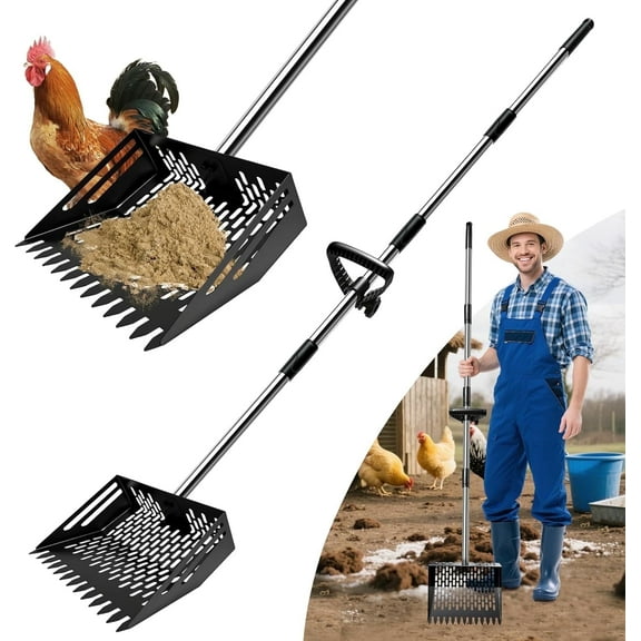 15inch Extra Large Chicken Poop Scooper,Adjustable Chicken Coop Scooper ...