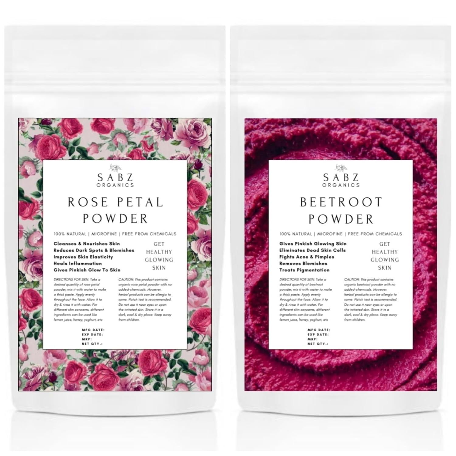 Sabz Organics Beetroot Powder Rose Petal Powder Combo to Nourish ...