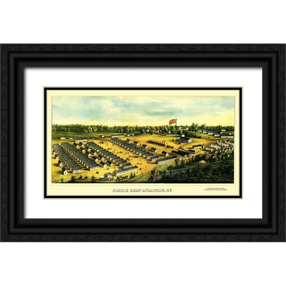 Sachse 24x15 Black Ornate Wood Framed with Double Matting Museum Art ...