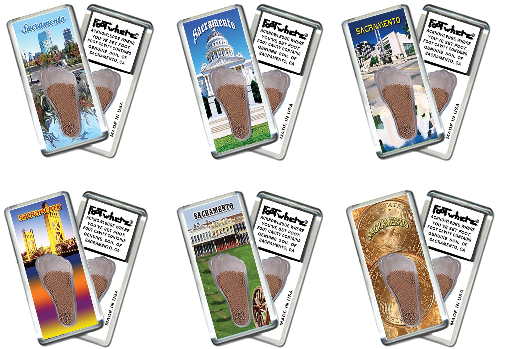 Sacramento FootWhere Souvenir Fridge Magnets. 6 Piece Set. (SAC200 ...
