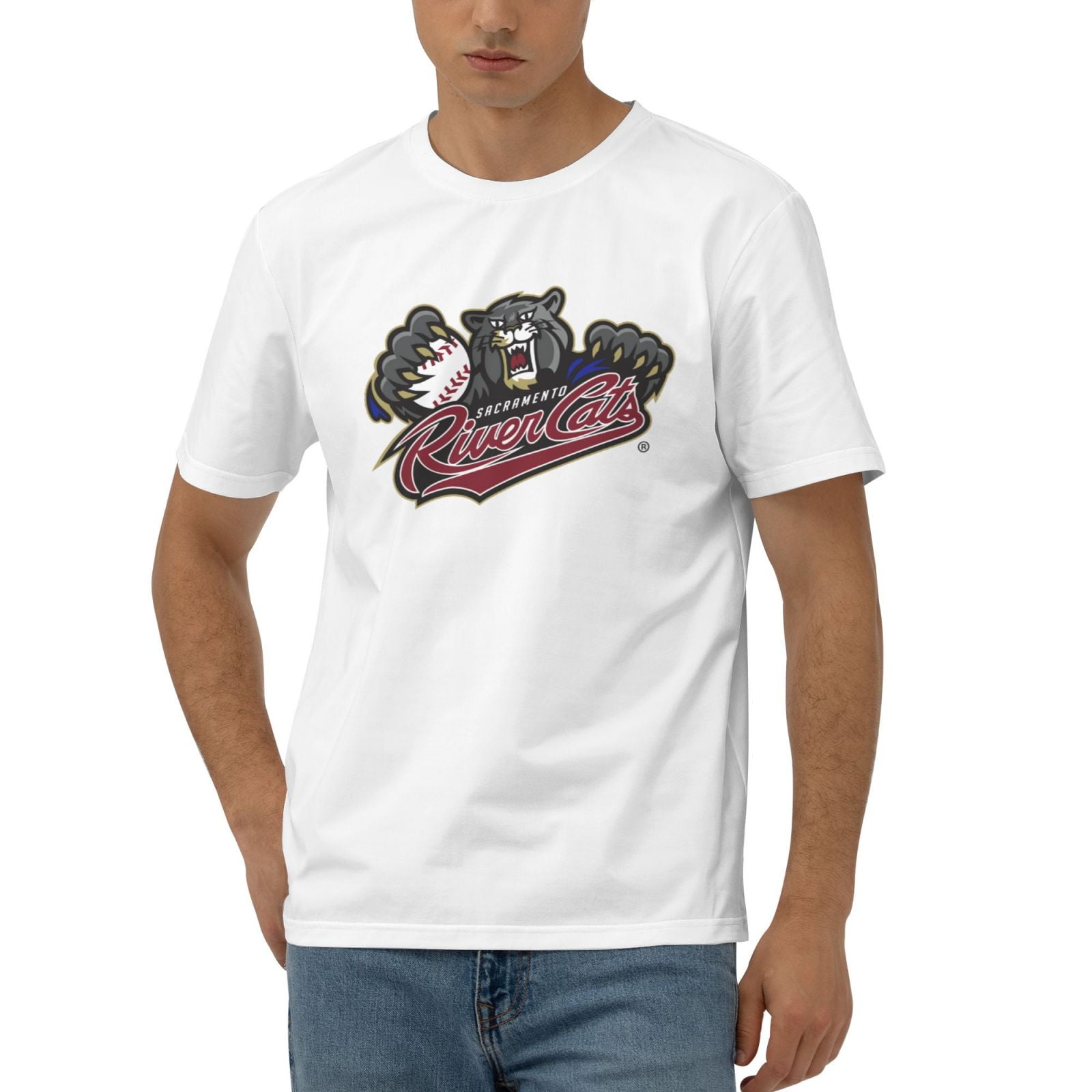 Sacramento River Cats Men'S 170g Combed Cotton Short Sleeve T-Shirt - Walmart.com