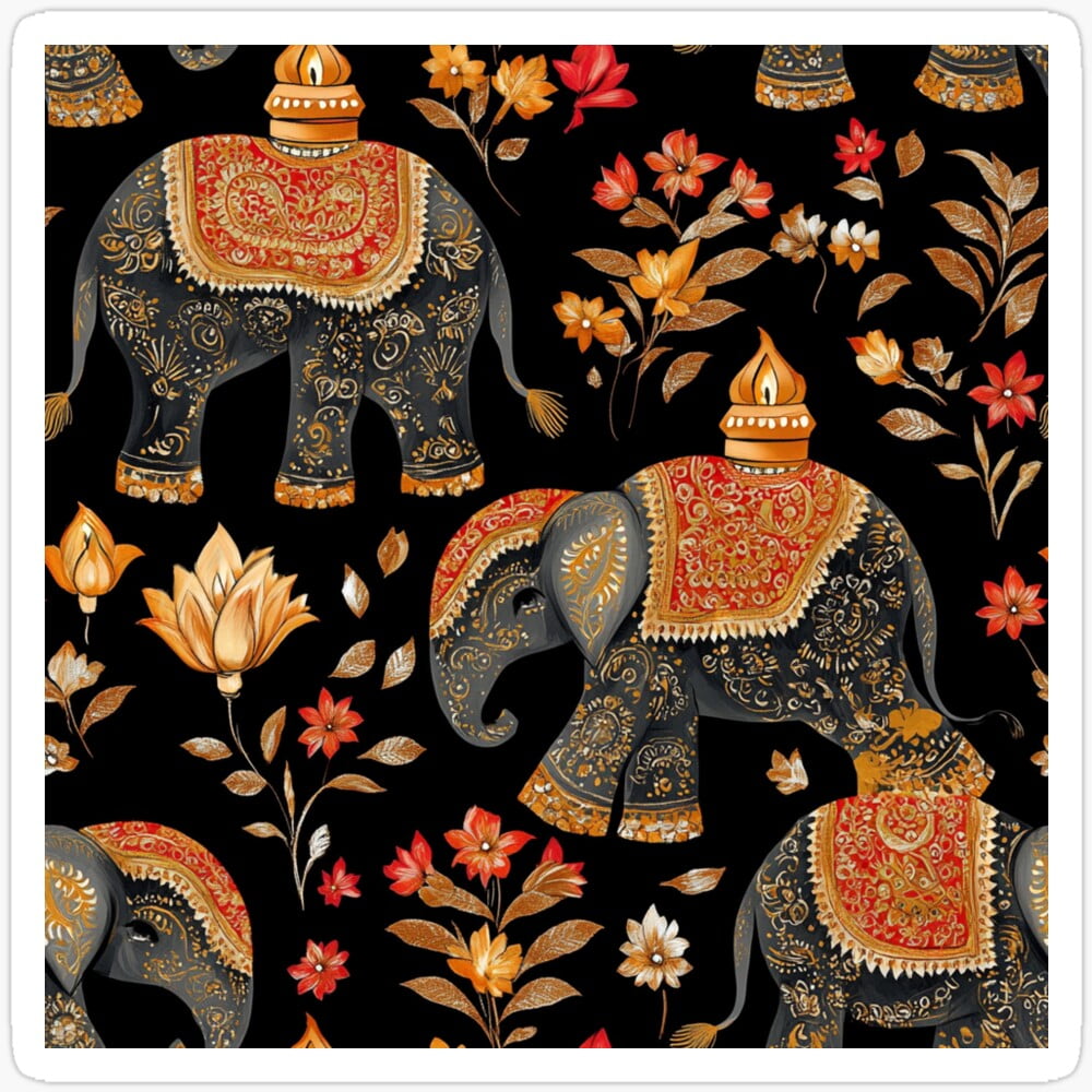 Sacred Beauty Of Elegant Elephants Sticker Kir-365 - Walmart.com