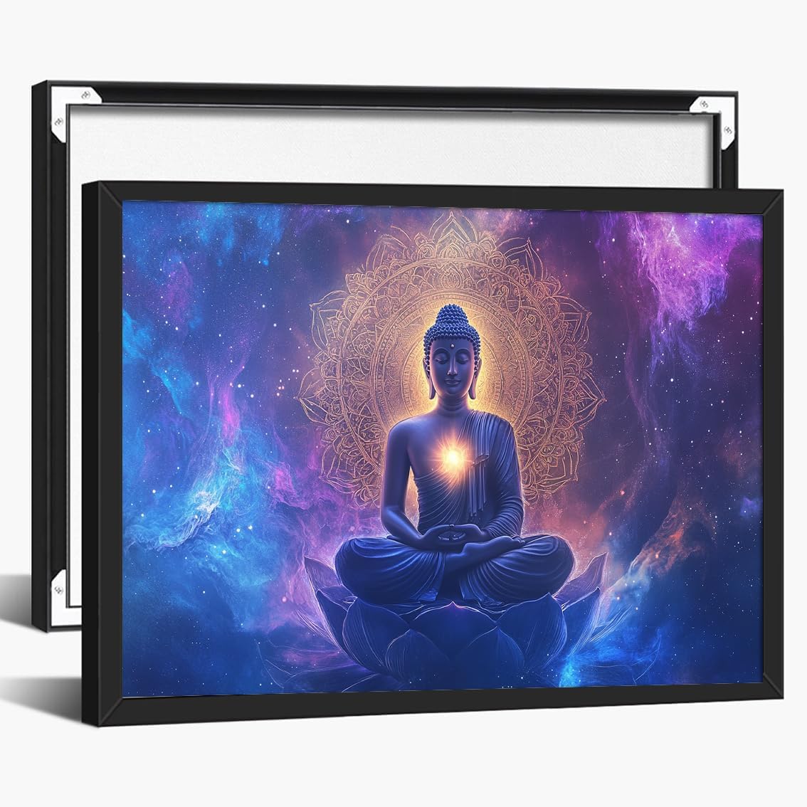 Sacred Buddha Meditation Wall Art Soft Blue Lotus Pond Candle Poster ...