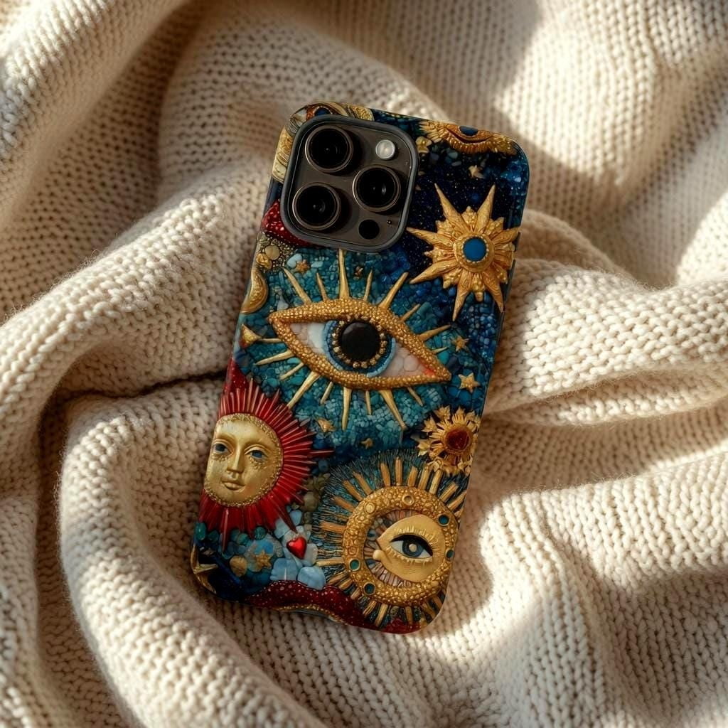 Sacred Celestial Eye Case - Luxury Sun & Moon Mystical Art Designed for ...