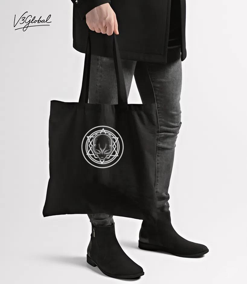 Sacred Geometry Alien Cosmic Symbol UFO Inspired Mystical Tote Bags ...
