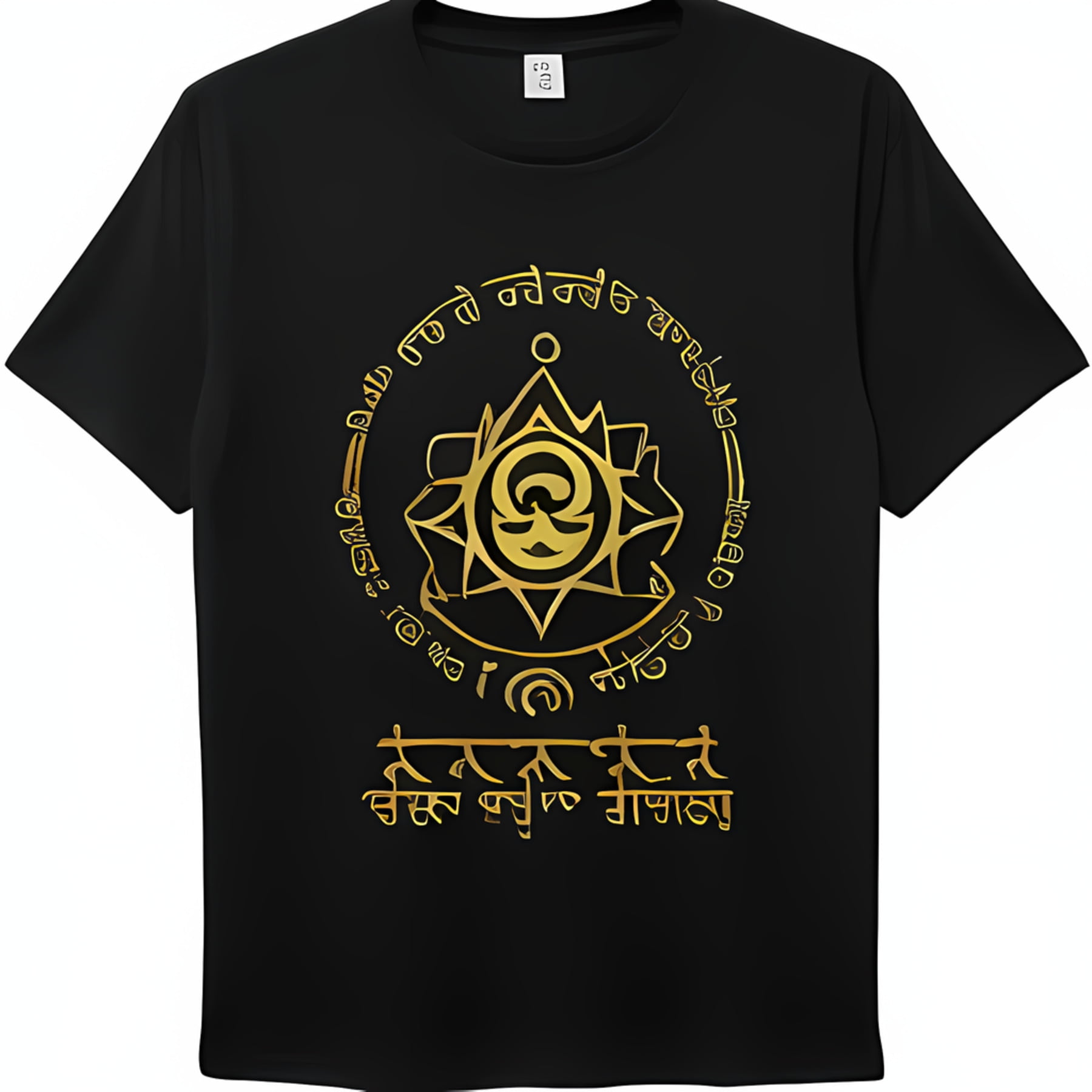 Sacred Geometry Chakra and Vajra Black T-Shirt with Golden Font Ancient ...
