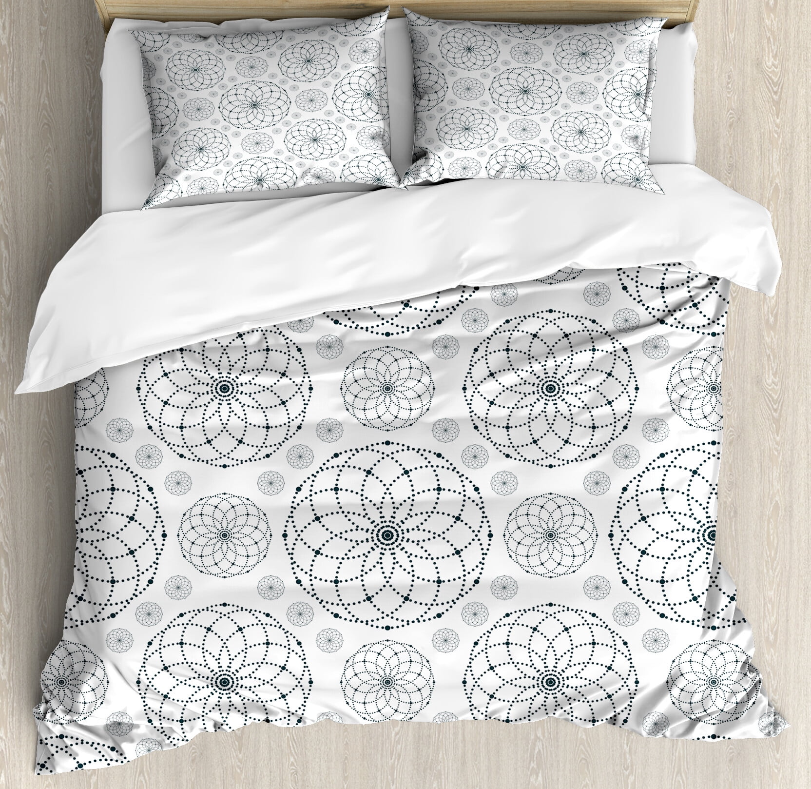 Sacred Geometry Duvet Cover Set, Circular Formations with Dots Flower ...