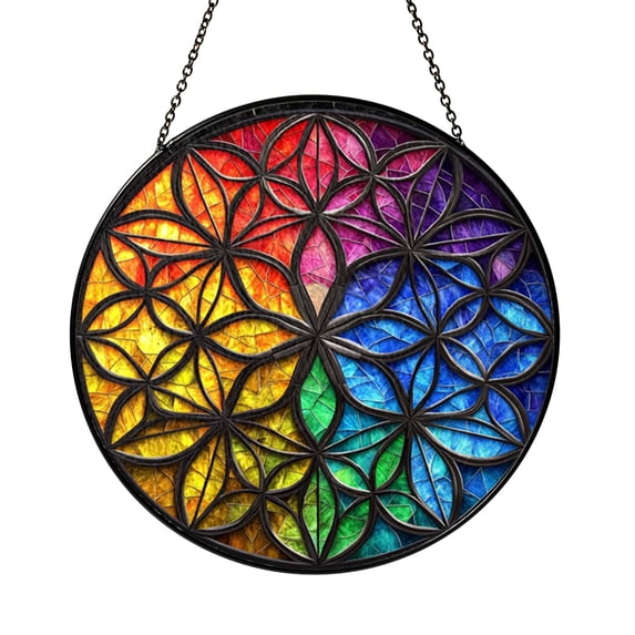 Sacred Geometry Flower of Life Stained Glass Style Window Suncatcher ...