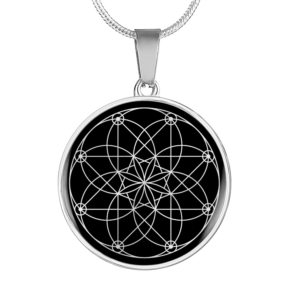 Sacred Geometry Overlapping Oblongs Circle Necklace Stainless Steel or ...
