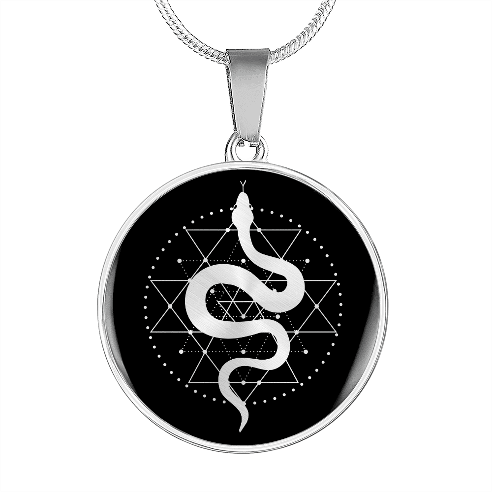 Sacred Geometry Snake in Circle Triangle Circle Necklace Stainless ...