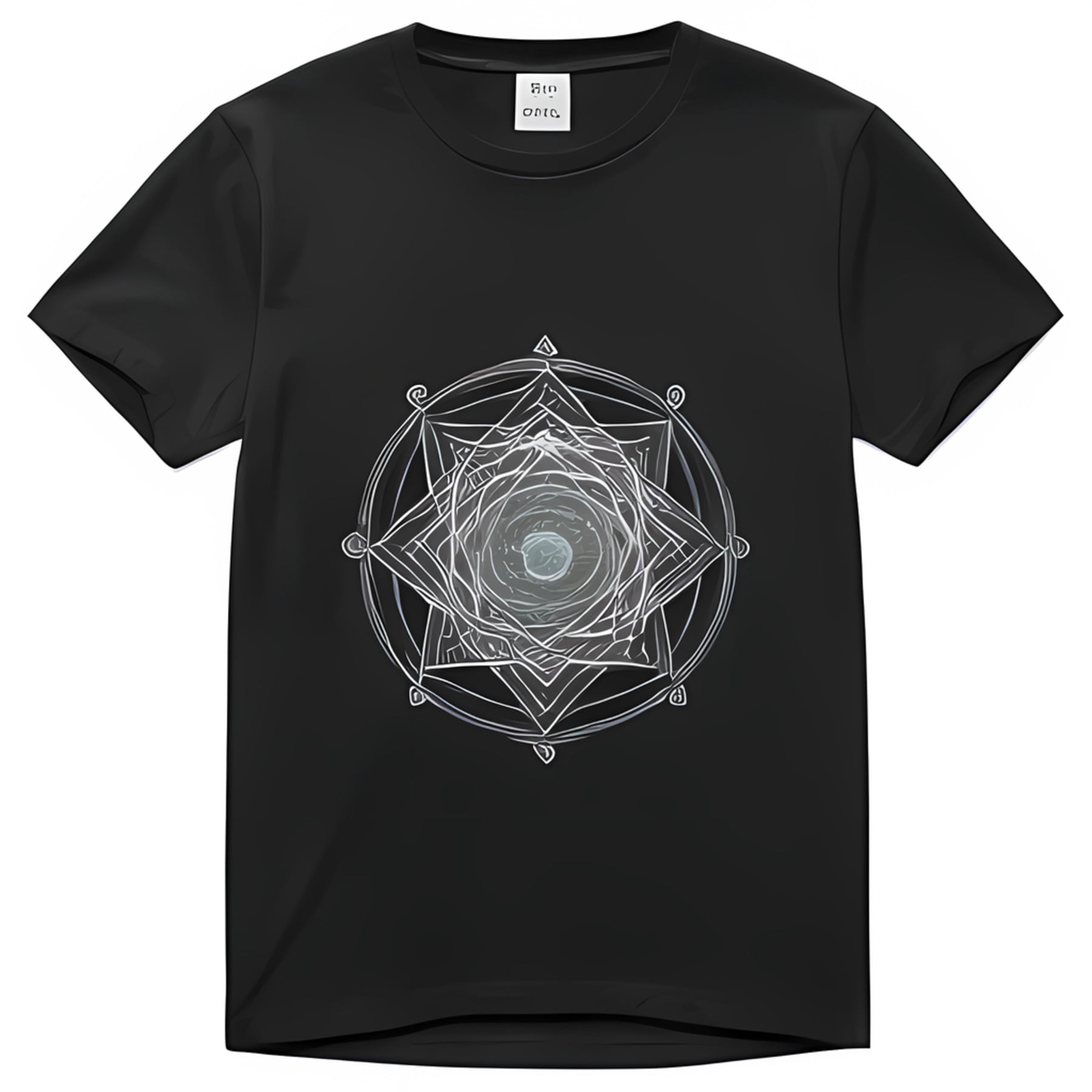 Sacred Geometry Style Black T-Shirt Minimalistic Design with Ancient ...