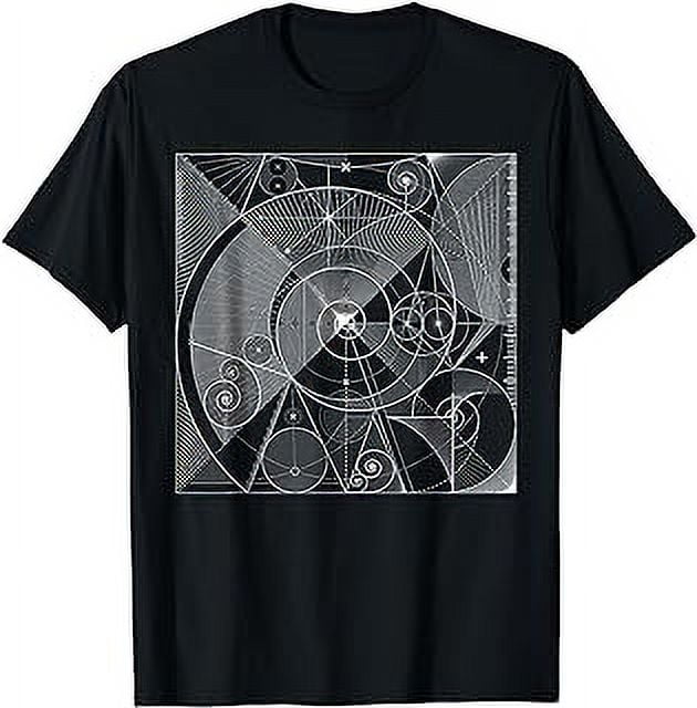 Sacred Geometry T Shirt Fibonacci, White Golden Spiral - Walmart.com