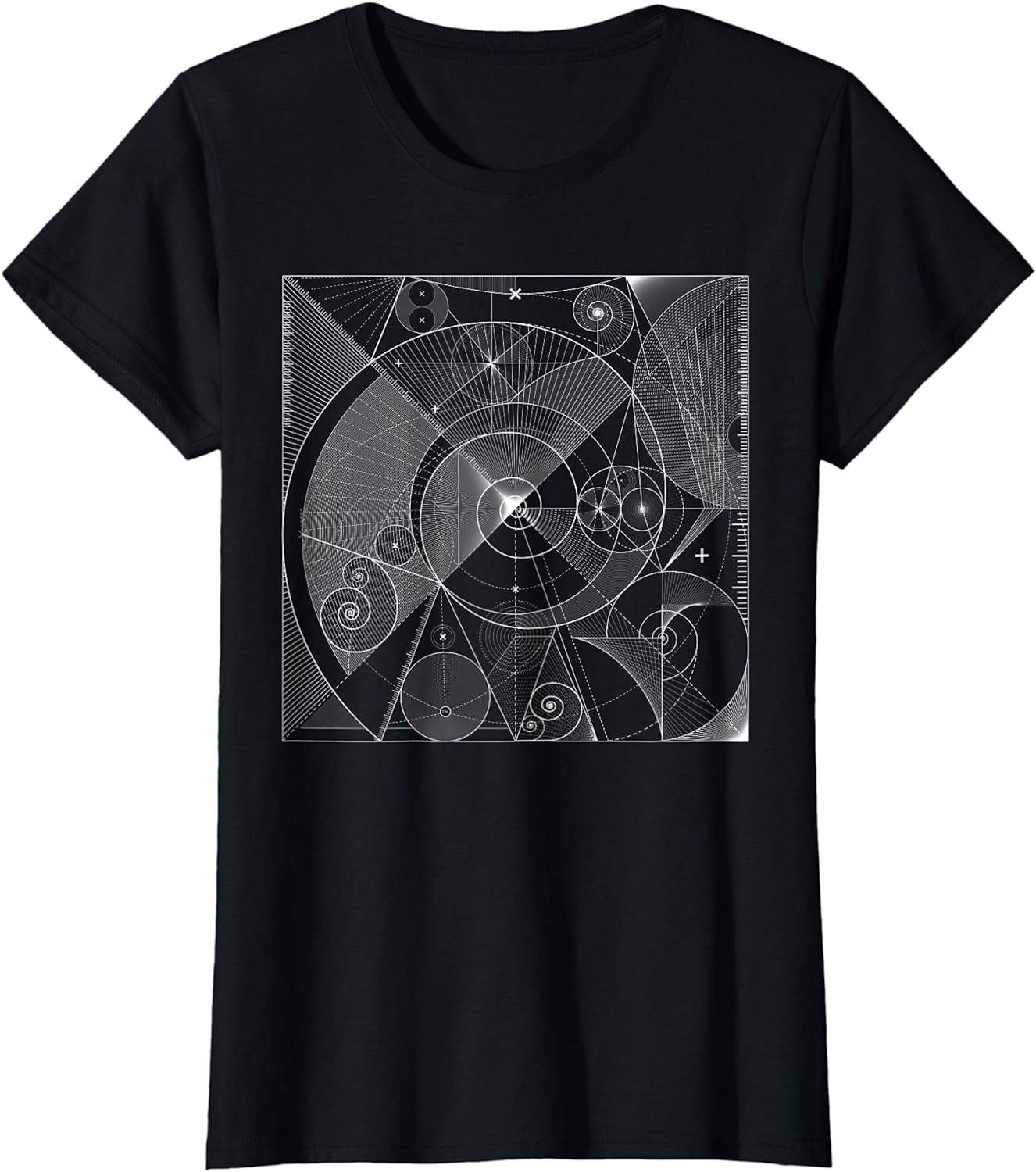 Sacred Geometry T Shirt Fibonacci, White Golden Spiral - Walmart.com