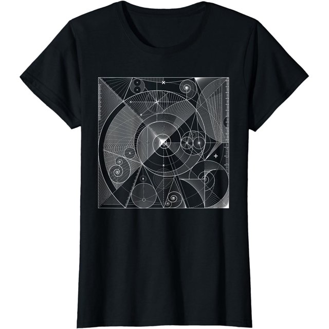 Sacred Geometry T Shirt Fibonacci, White Golden Spiral - Walmart.com